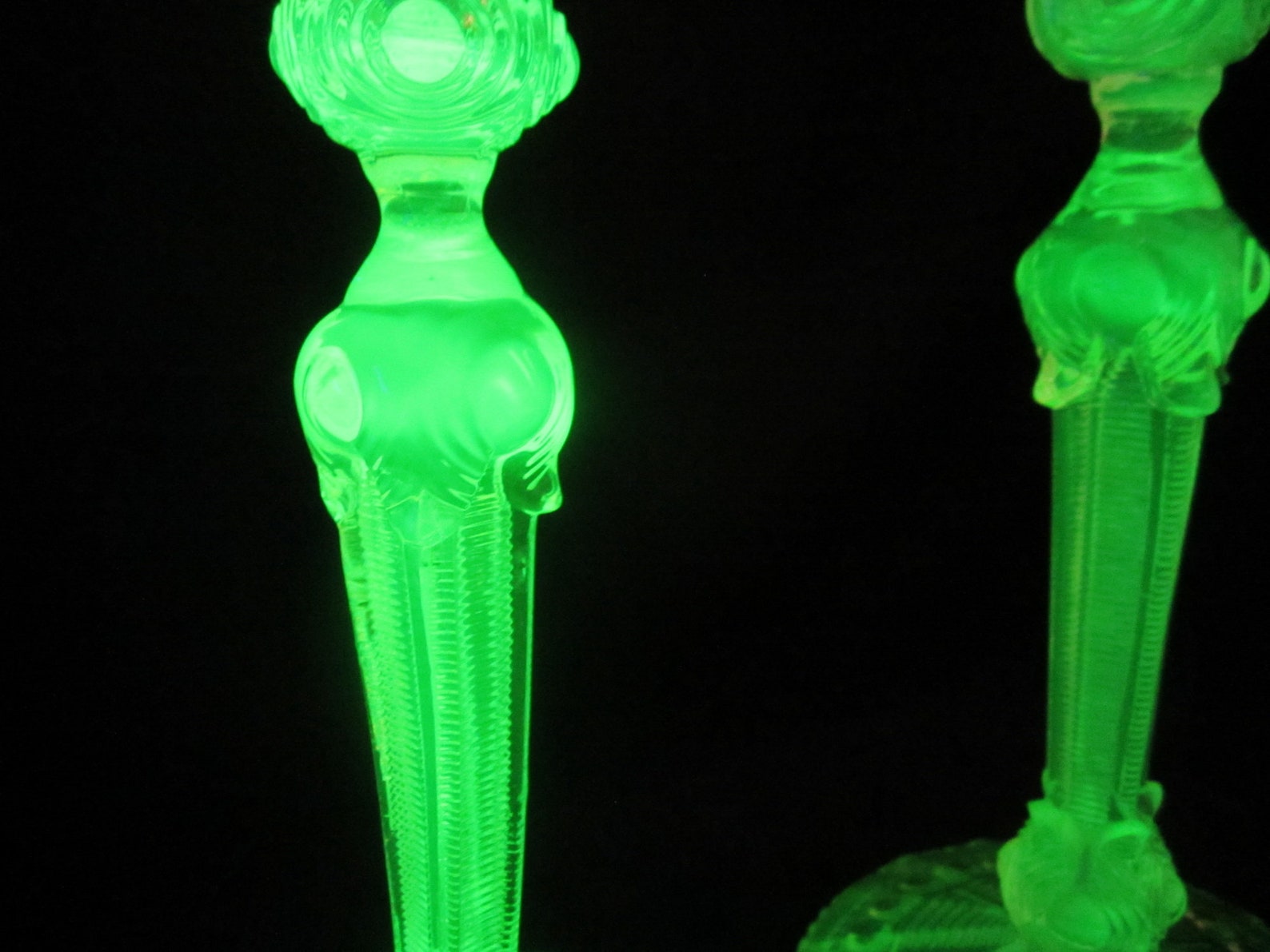 2 Antique Vaseline Uranium Glass Candle Sticks, Candle Holders, Ca 1920 ...