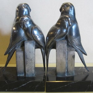 ANTIQUE Book Ends Budgerigar, Parakeet, Paroquet, Made in France ...