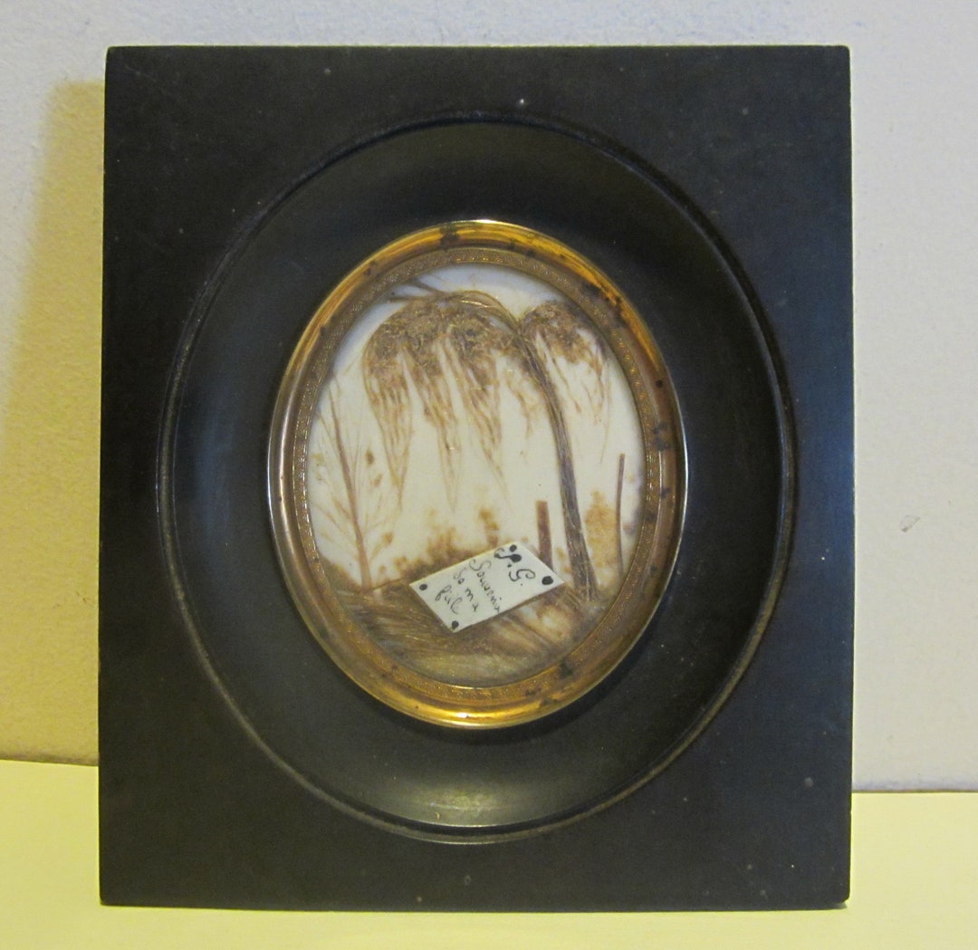 Antique Memento Mori, Framed Hair Art W Graveyard W Hair Work From ...