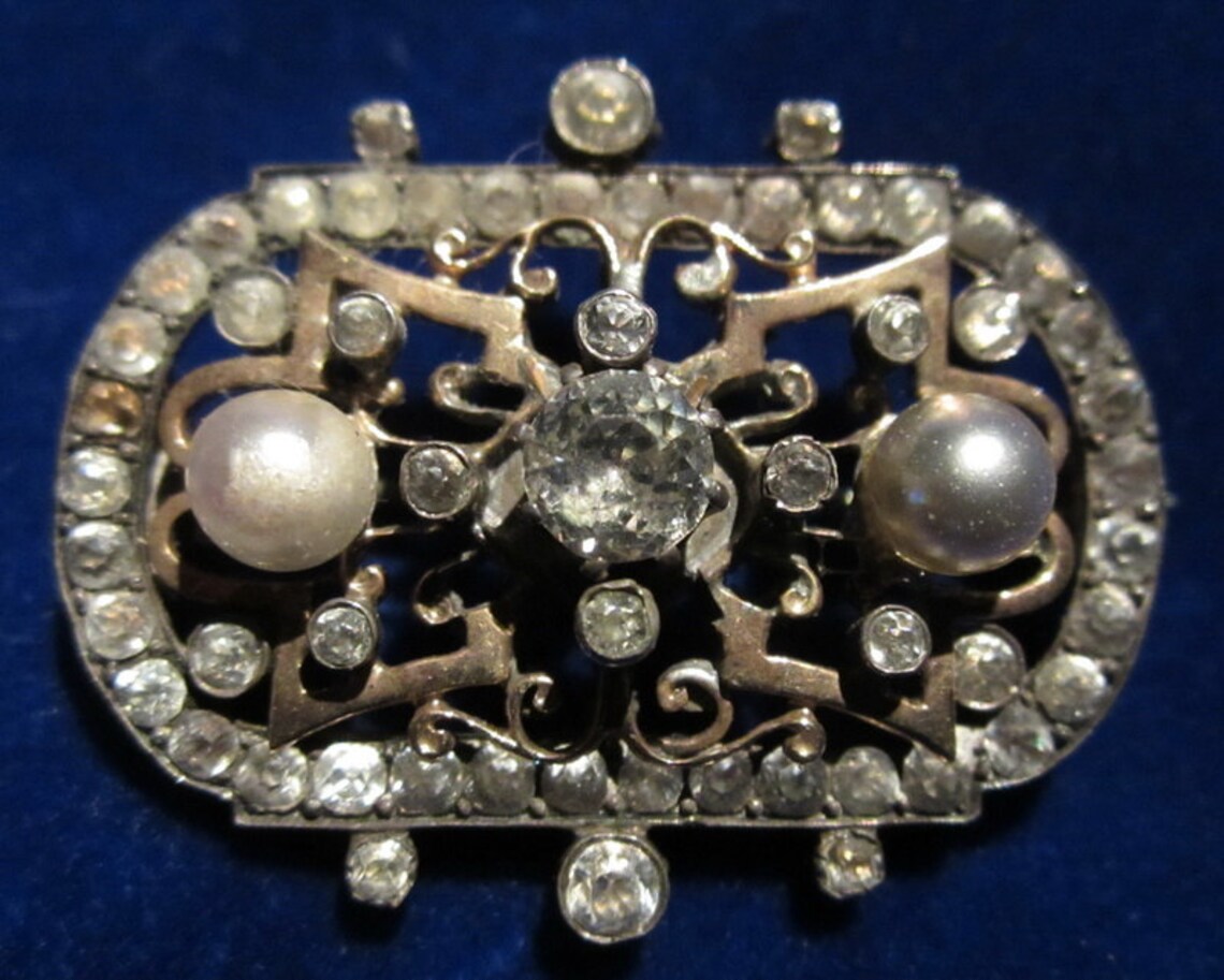 Antique late 1800 silver brooch partly gilded pin broocch | Etsy