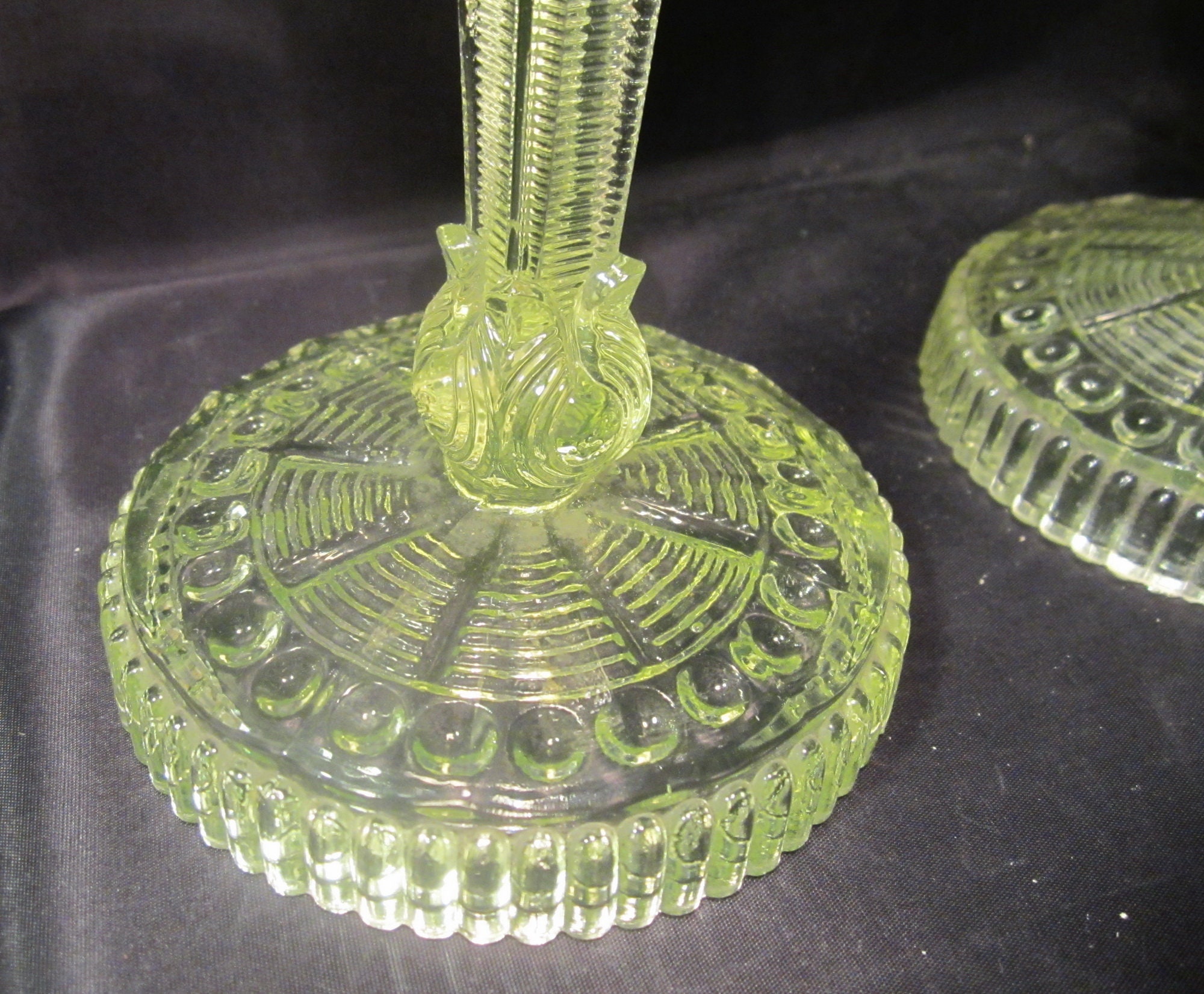 2 Antique Vaseline Uranium Glass Candle Sticks, Candle Holders, Ca 1920 ...