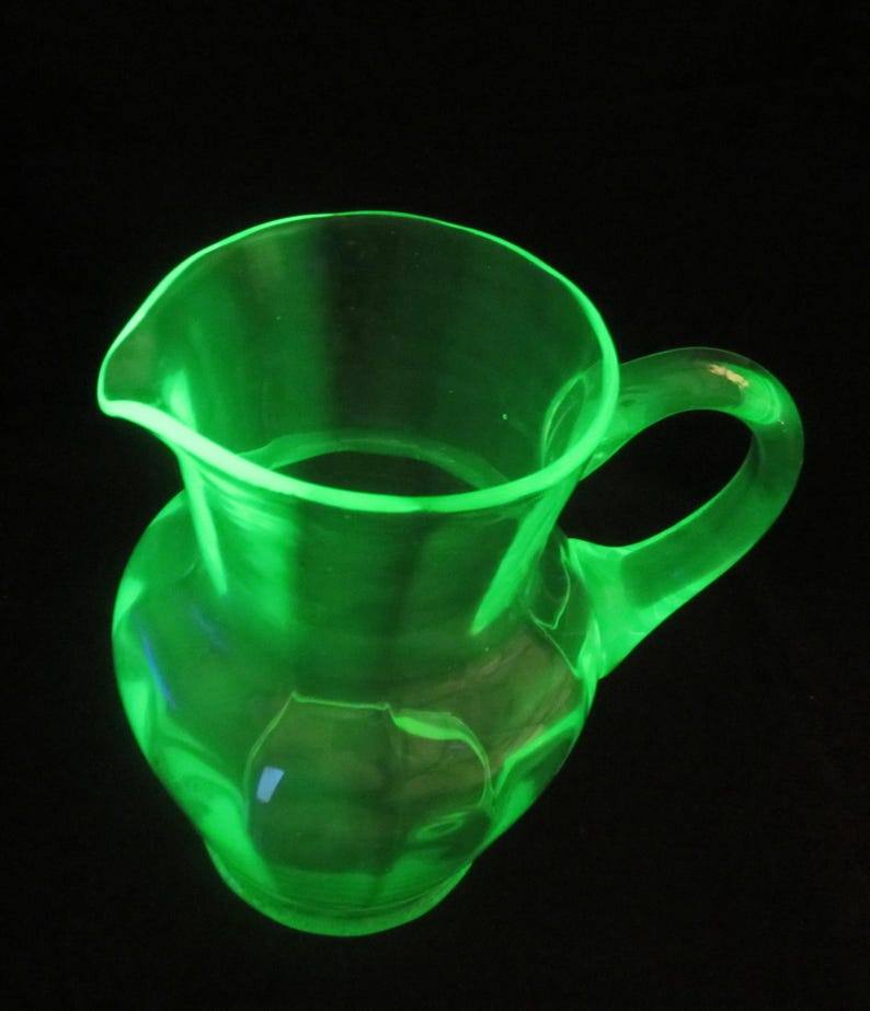 Antique Vaseline Uranium Glass Pitcher, Art Deco Water Decanter, Ca ...