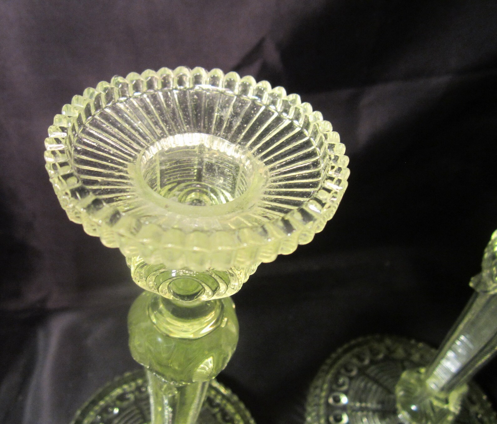 2 Antique Vaseline Uranium Glass Candle Sticks, Candle Holders, Ca 1920 ...