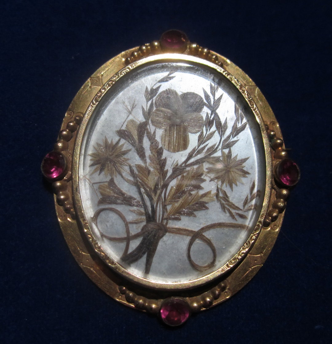 RESERVED. Antique Memento Mori Brooch, Hair Work, Mourning Jewelry ...