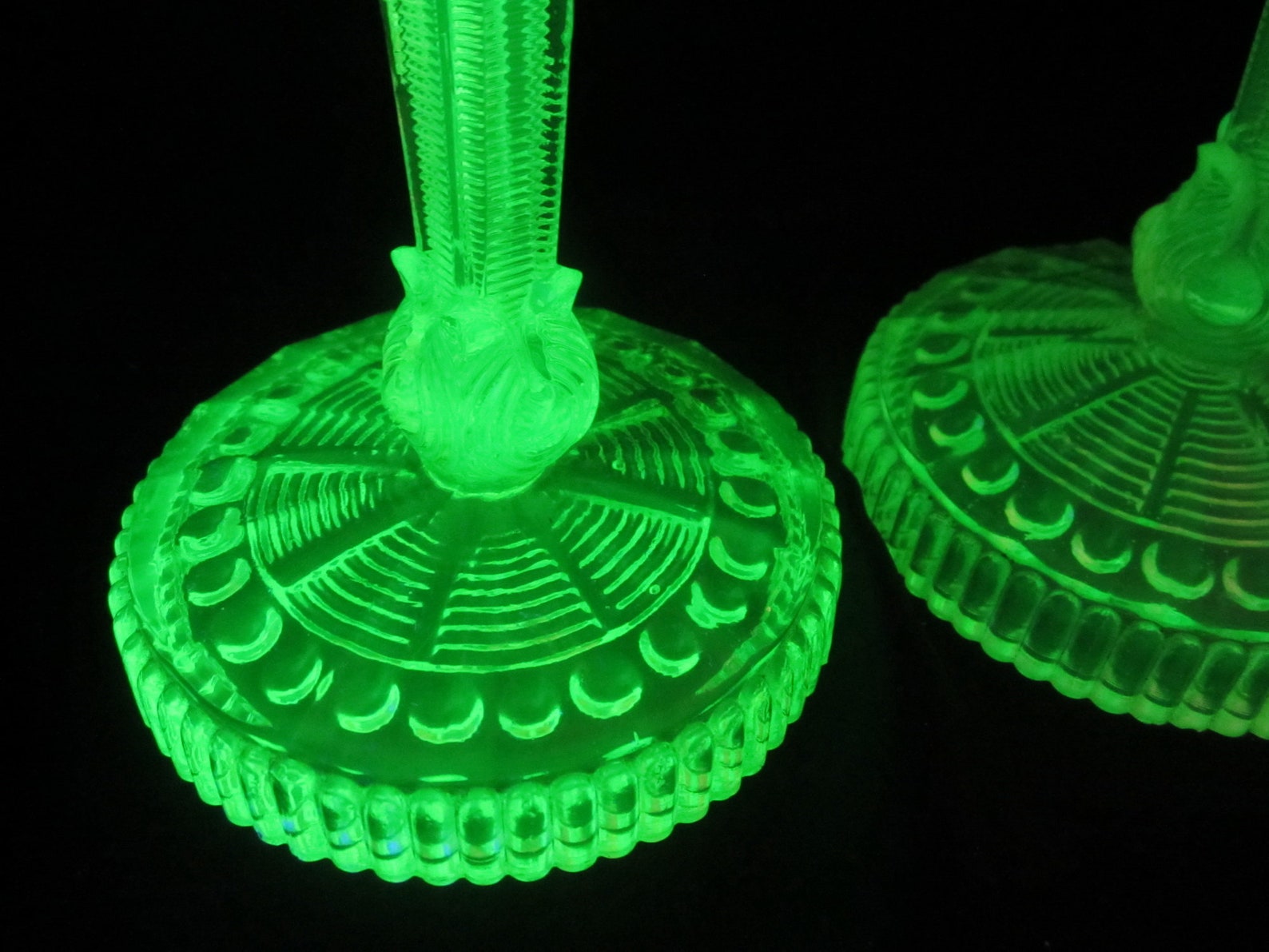 2 Antique Vaseline Uranium Glass Candle Sticks, Candle Holders, Ca 1920 ...