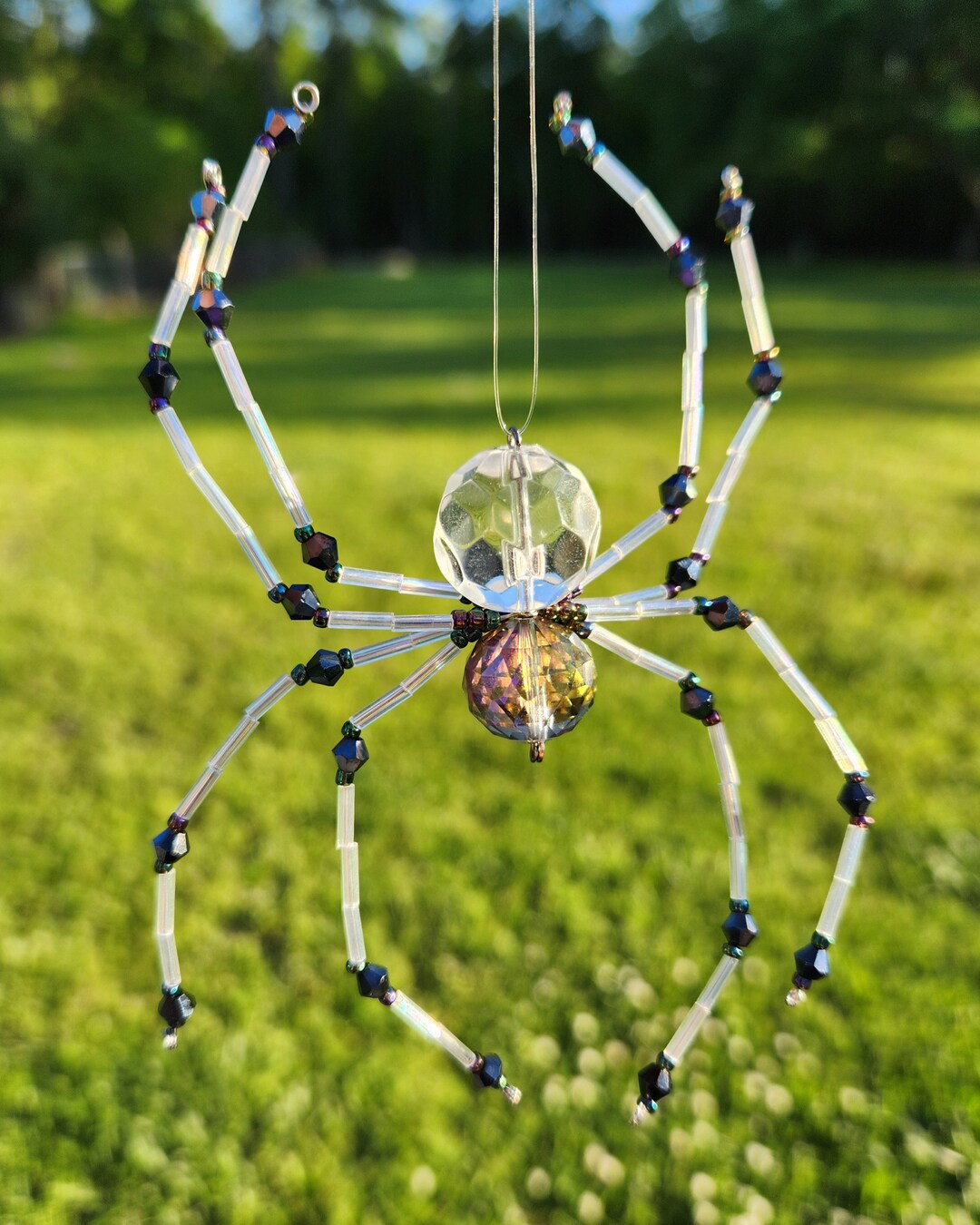 Beaded Spider Sun Catcher Clear Iridescent Suncatcher Ornament - Etsy