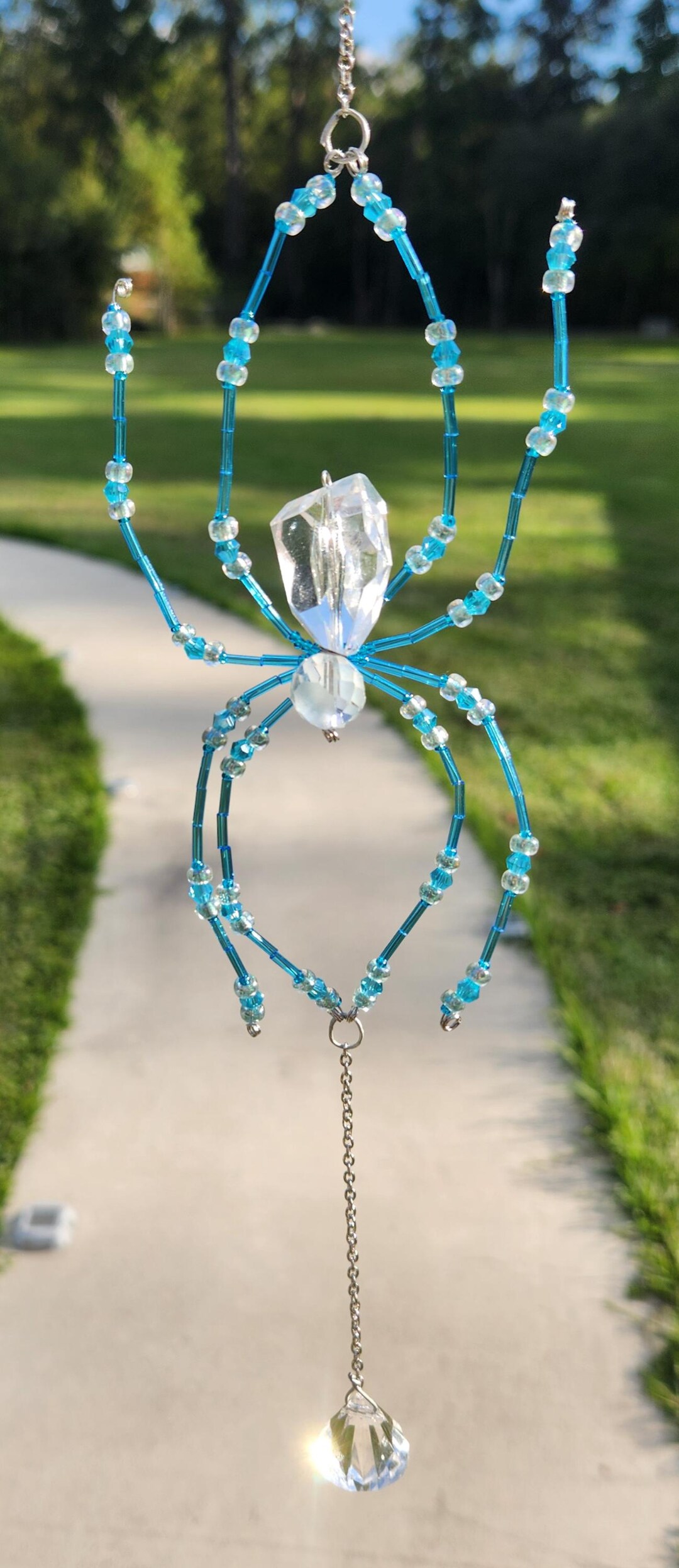 Beaded Spider Sun Catcher Blue Clear Suncatcher - Etsy