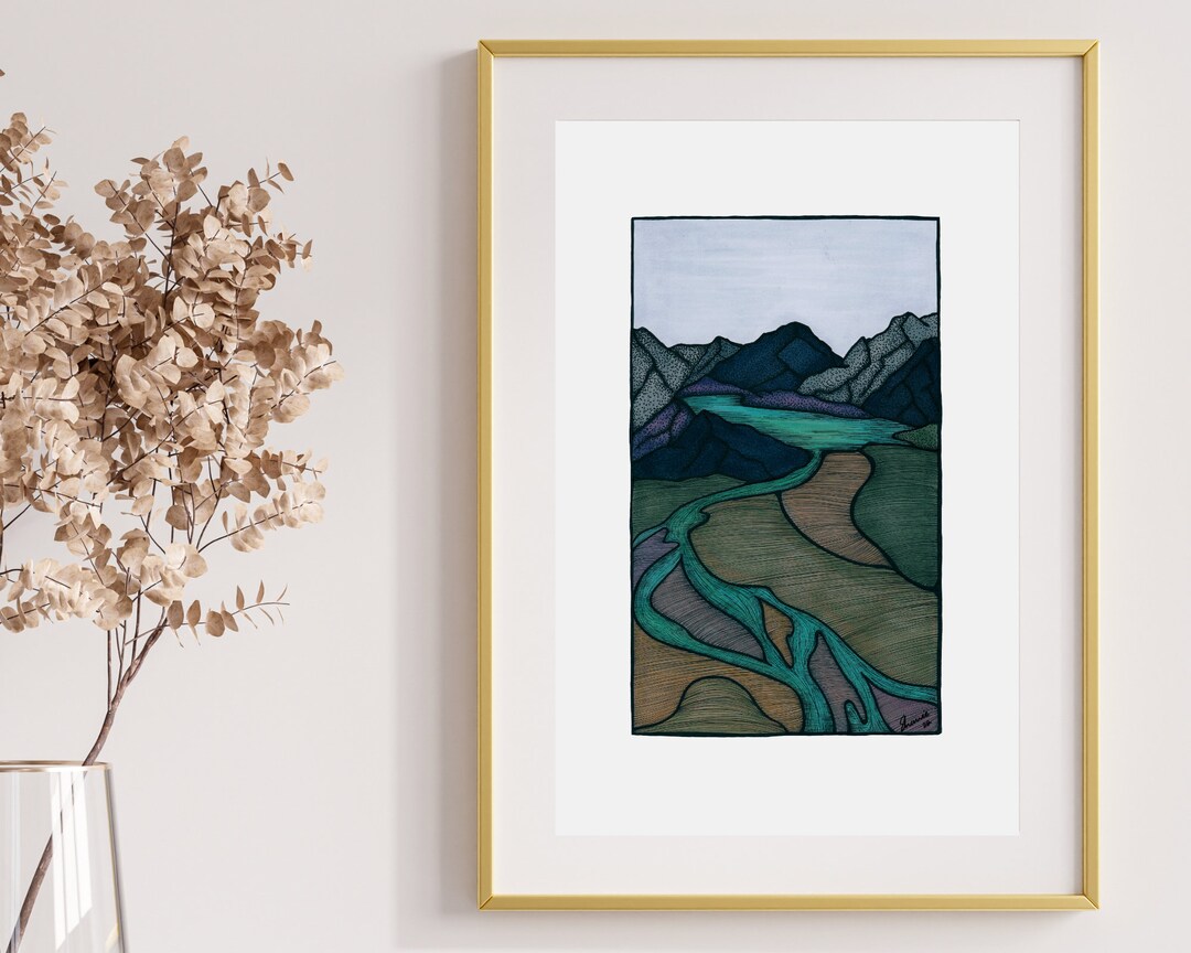 Mount Cook National Park | Original Artwork | Hand Drawn A4 Landscape ...