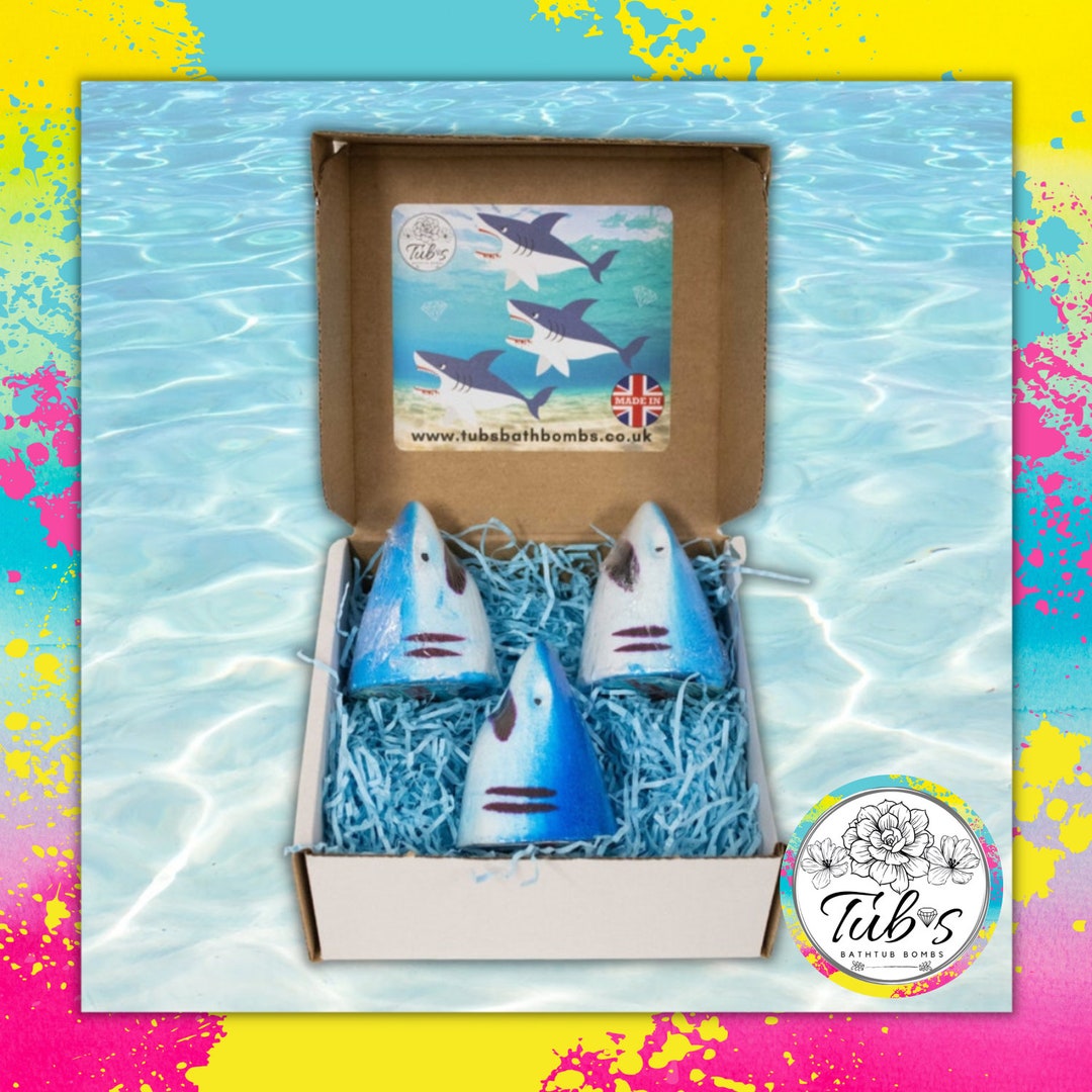 Shark Bath Bomb Blue Gift Set - Shark Attack Gifts Birthday Present ...