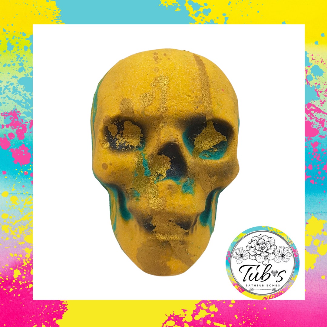 Skull Bath Bomb Green Yellow Gold Horror Large Fun Fizz Foam - Etsy UK