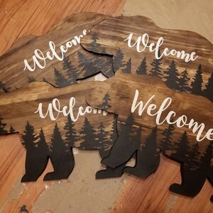 Bear Sign With Forest - Welcome Sign - Etsy
