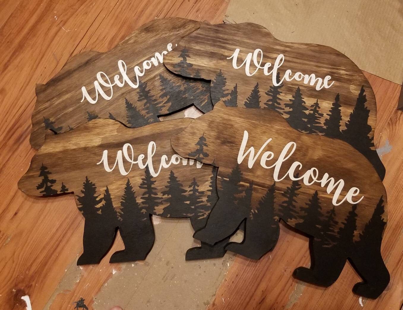Bear Sign With Forest - Welcome Sign - Etsy