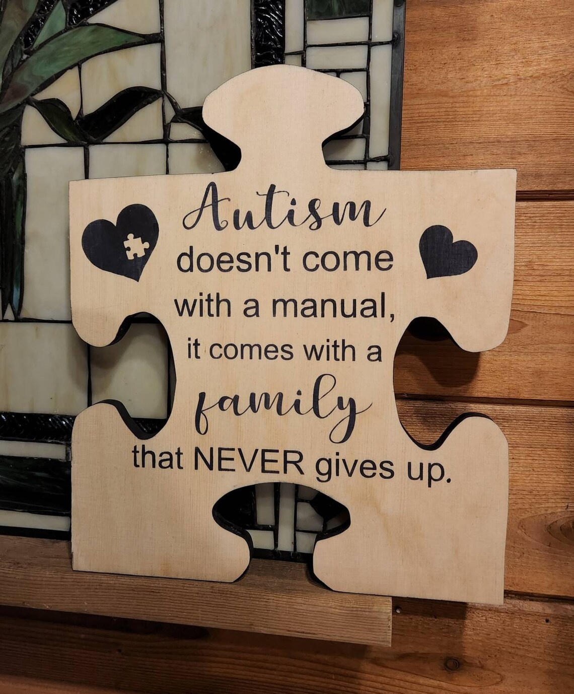 Autism Puzzle Piece Wooden Painted Sign Natural Stain Free Shipping - Etsy