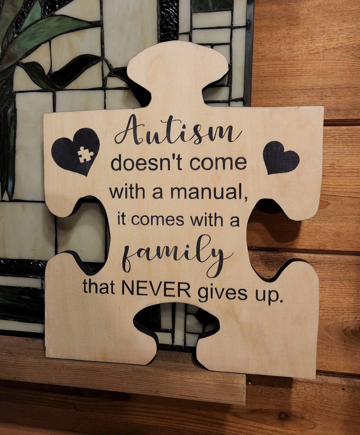 Autism Puzzle Piece Wooden Painted Sign Natural Stain Free Shipping - Etsy