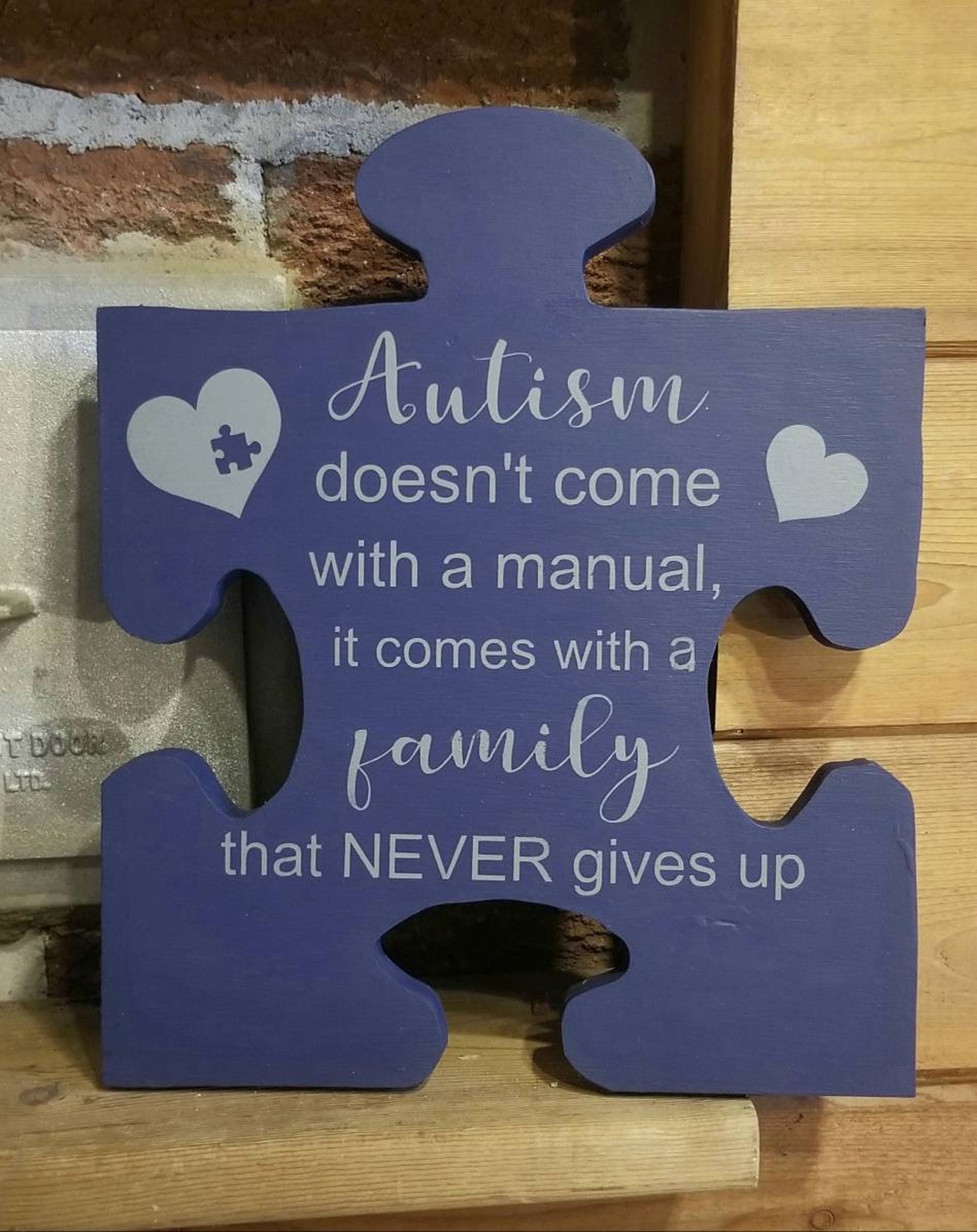 Autism Puzzle Piece Wooden Painted Sign Free Shipping - Etsy
