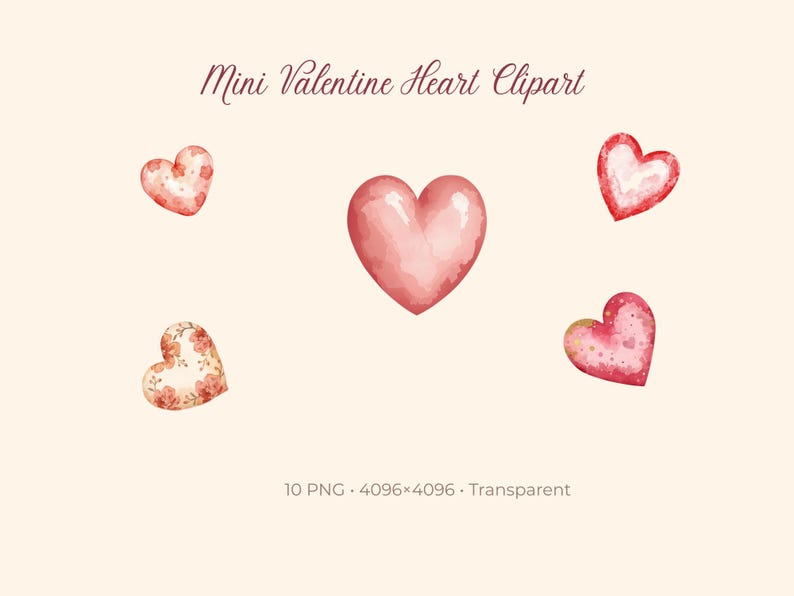 Hand Drawn Valentine Heart Clipart Set, 10 PNG (digital Download) - Etsy