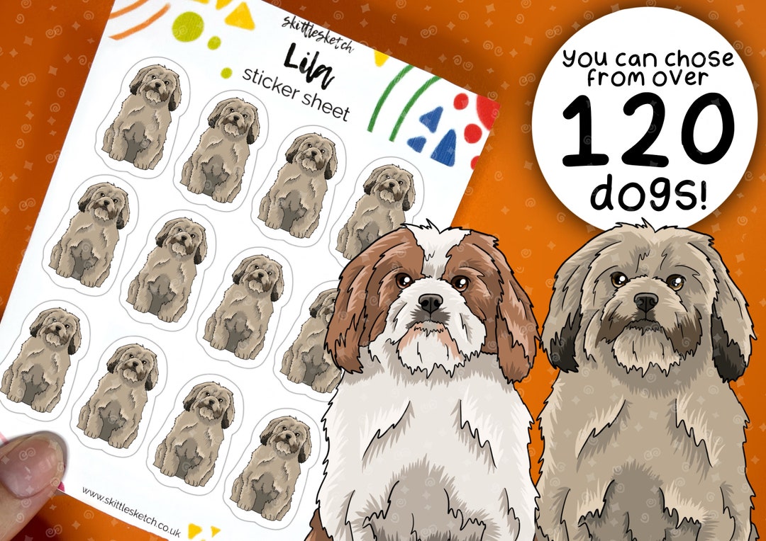 Customisable Shih Tzu Sticker Sheet, Personalise Waterproof Stickers ...
