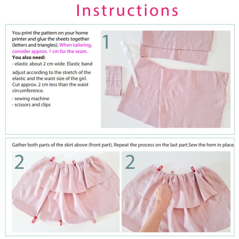 PDF Pattern Skirt INSTANT DOWNLOAD Sewing for Girl Kids - Etsy