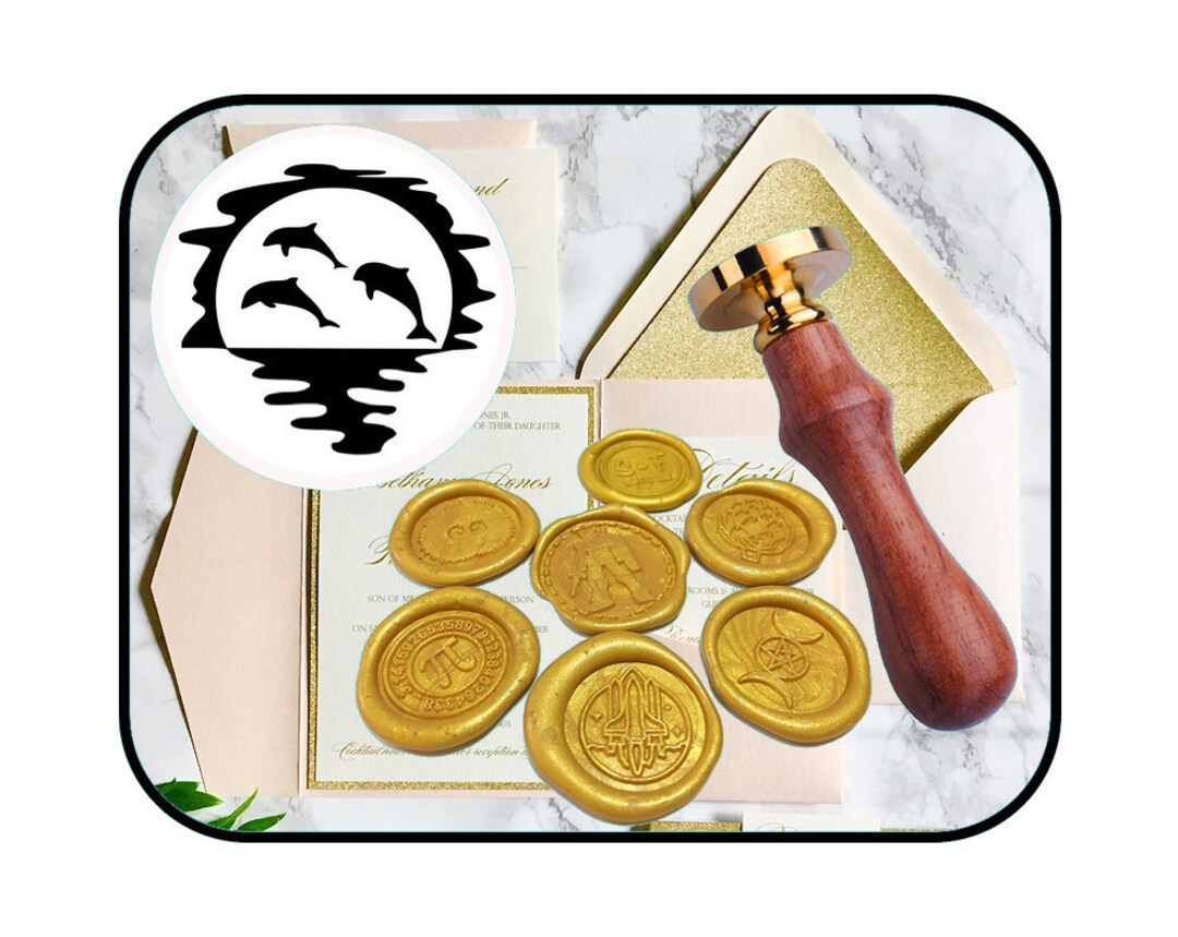 PLAYFUL DOLPHINS DOLPHIN Wax Seal Stamp / Wedding Invitation / Birthday ...