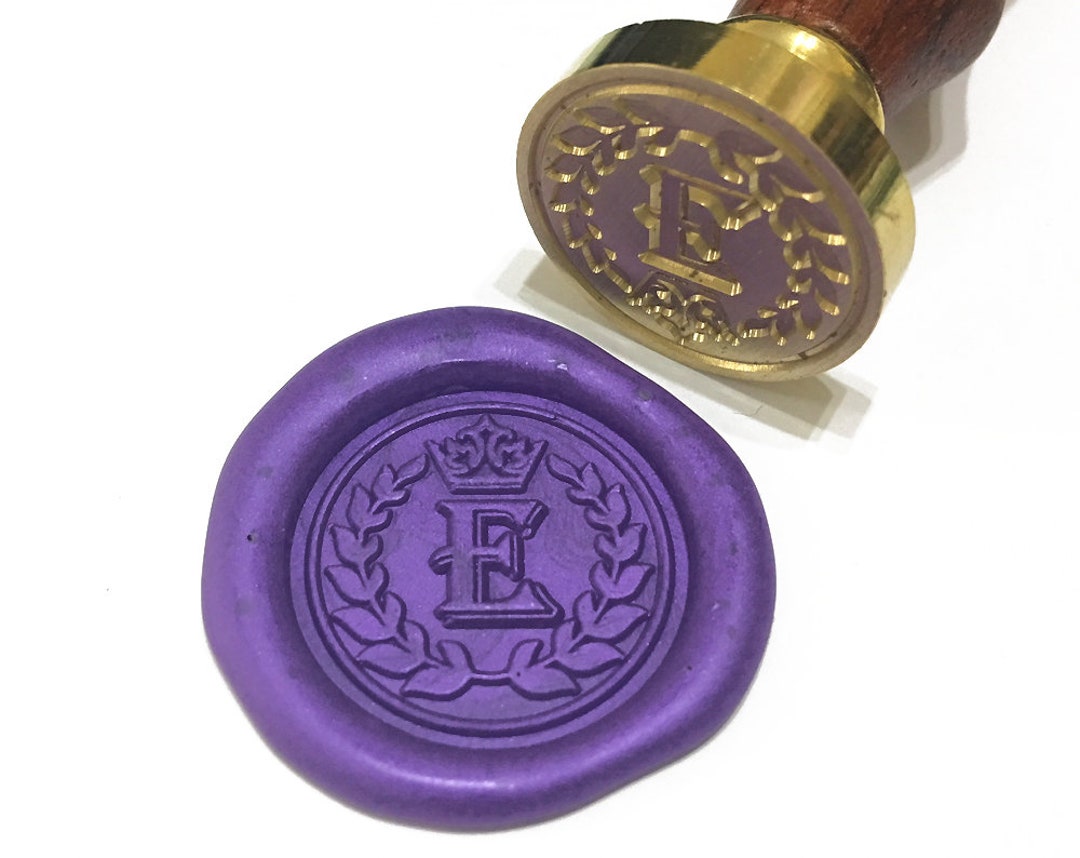 Letter E Wax Seal Stamp CROWN & LAUREL WREATH / Initial Invitation / A ...