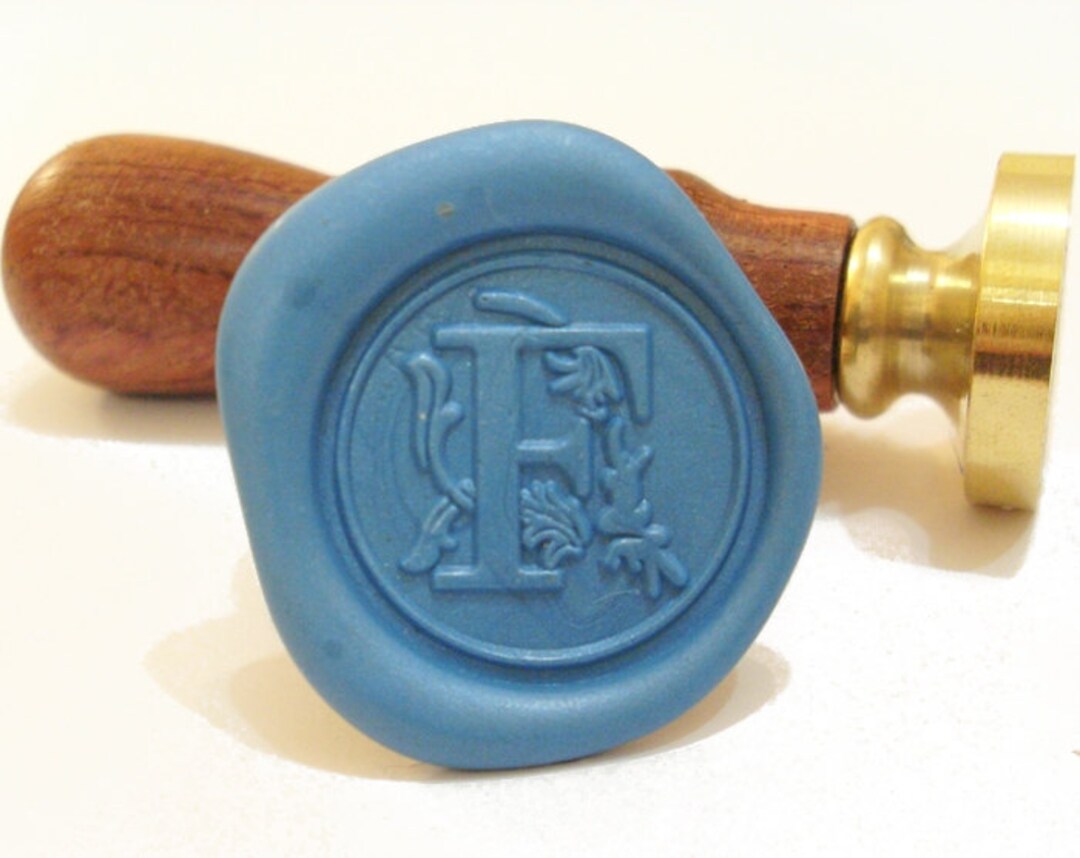INITIAL LETTER F Wax Seal Stamp in Vintage Floral Design / Wedding ...