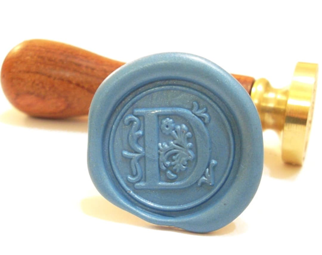 INITIAL LETTER D Wax Seal Stamp in Vintage Floral Design / Wedding ...