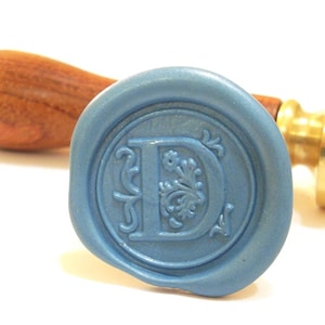 INITIAL LETTER D Wax Seal Stamp in Vintage Floral Design / Wedding ...