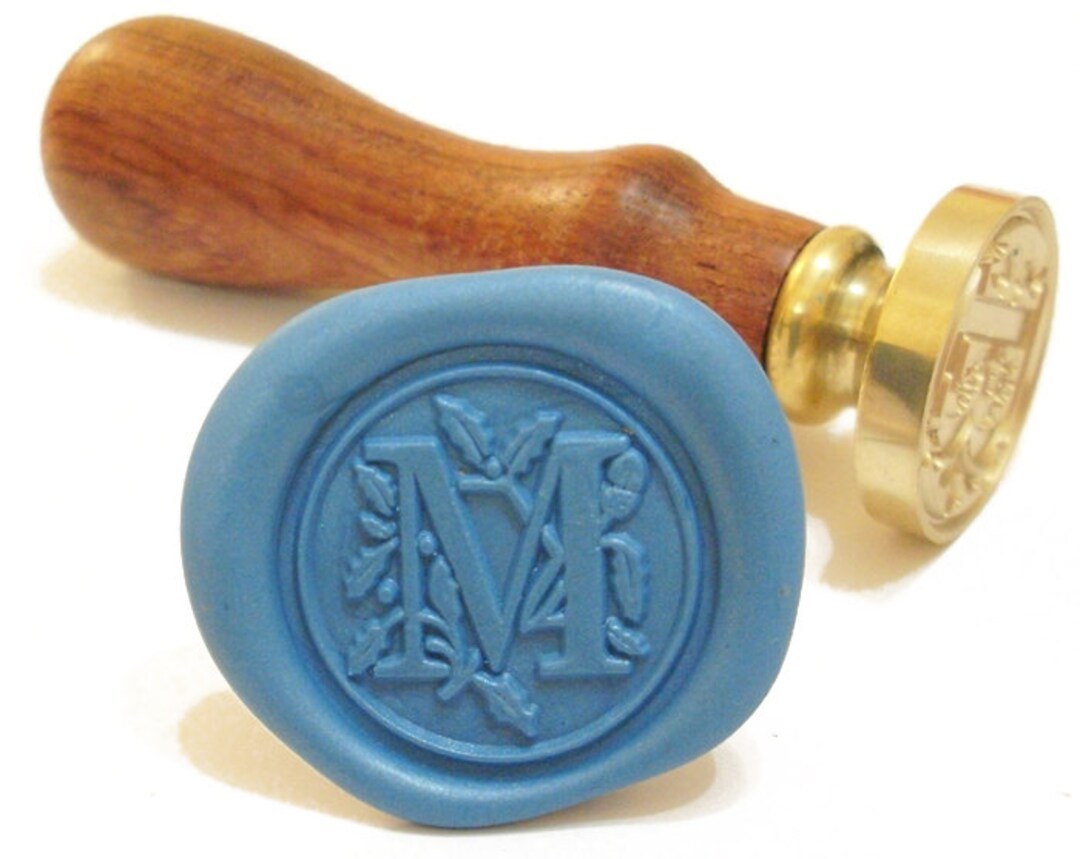LETTER M INITIAL Wax Seal Stamp in Vintage Design Retro Flower Floral ...