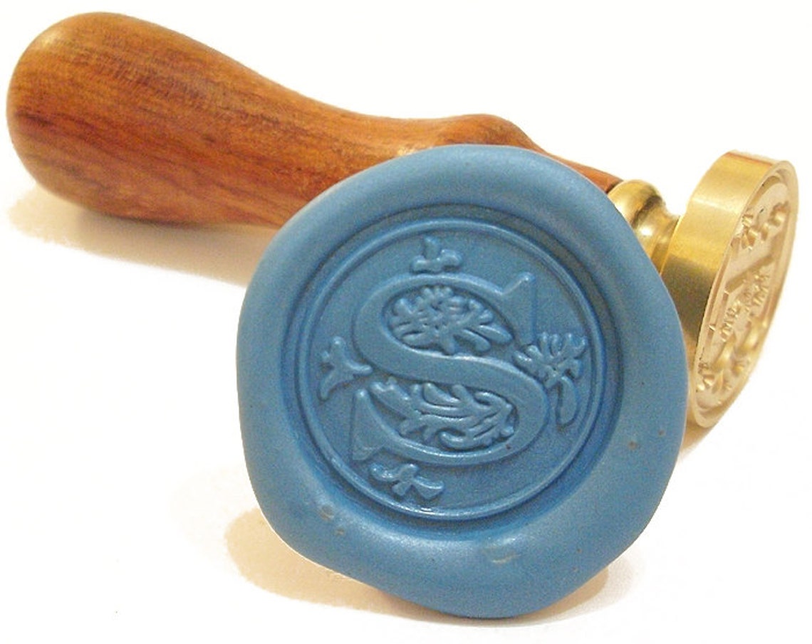 LETTER S initial wax seal stamp in vintage design retro flower | Etsy