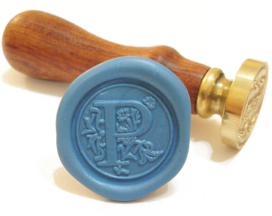 LETTER P Initial Wax Seal Stamp in Vintage Design Retro Flower Floral ...
