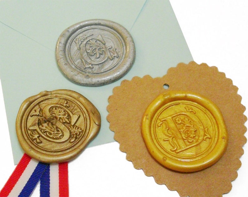 LETTER R initial wax seal stamp vintage design retro flower | Etsy
