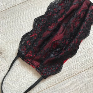 Lace Reusable and Washable Cotton Face Mask With Filtr Pocket, Red ...