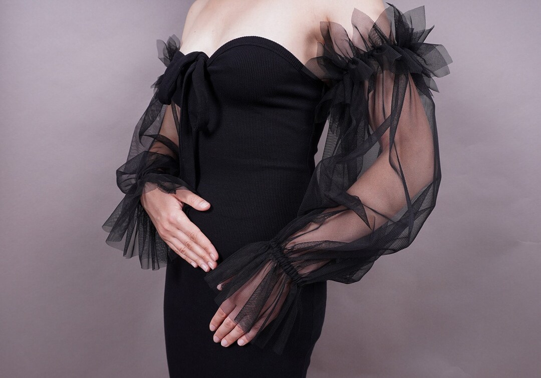 Elegant Big Sleeves Glamour Black White or Ivory ,bishop Removable ...
