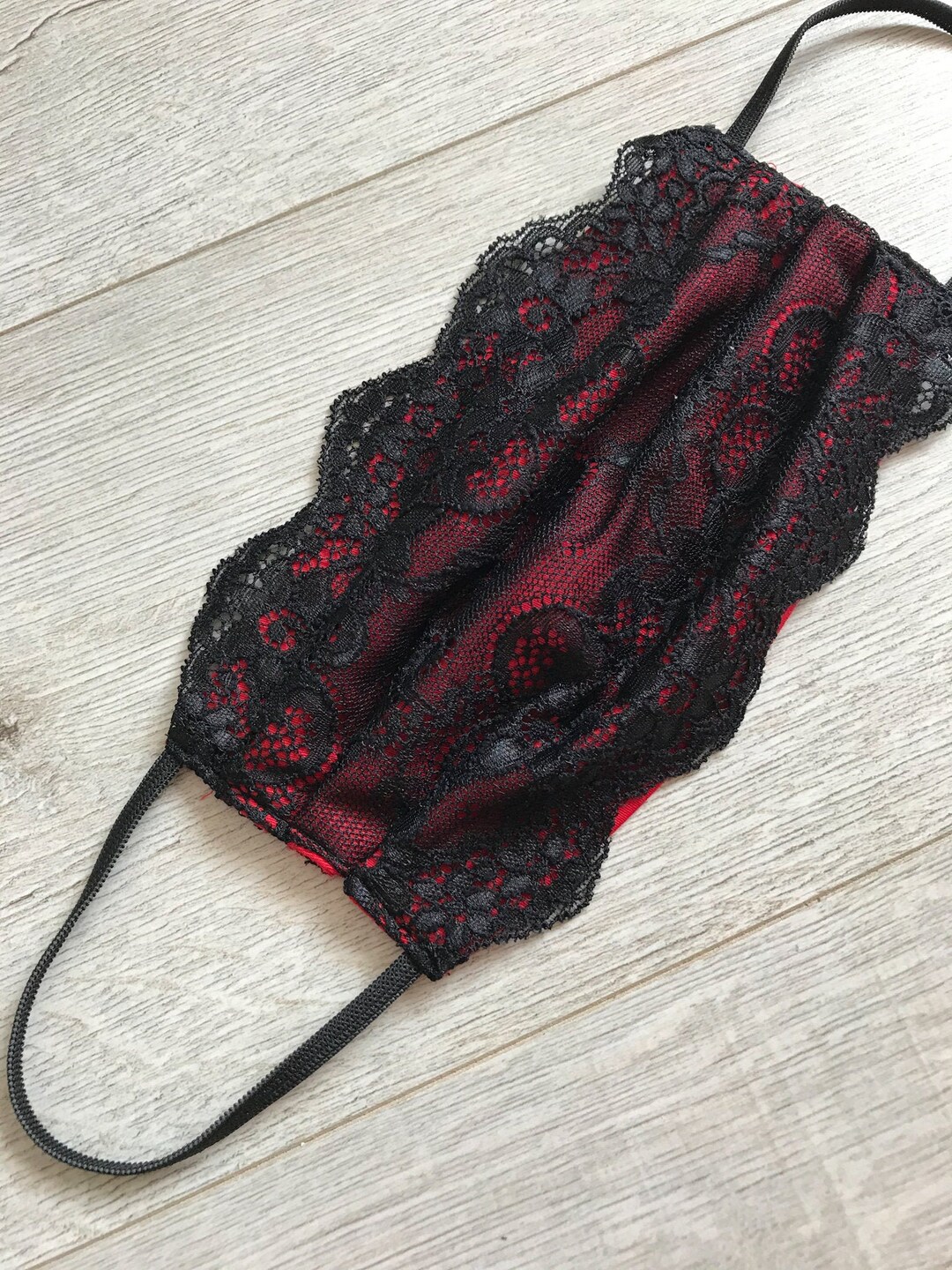 Lace Reusable and Washable Cotton Face Mask With Filtr Pocket, Red ...
