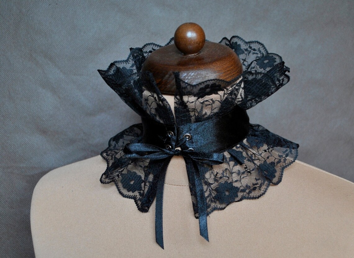 Elegant GOTHIC Vampire Glamour CHOKER GORGET Black Lace and - Etsy
