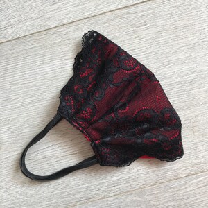 Lace Reusable and Washable Cotton Face Mask With Filtr Pocket, Red ...