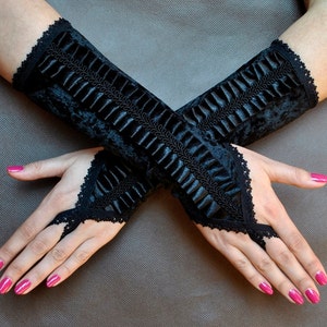 Elegant GOTHIC Lolita Burlesque Glamour Long GLOVES Black, Red, Blue ...