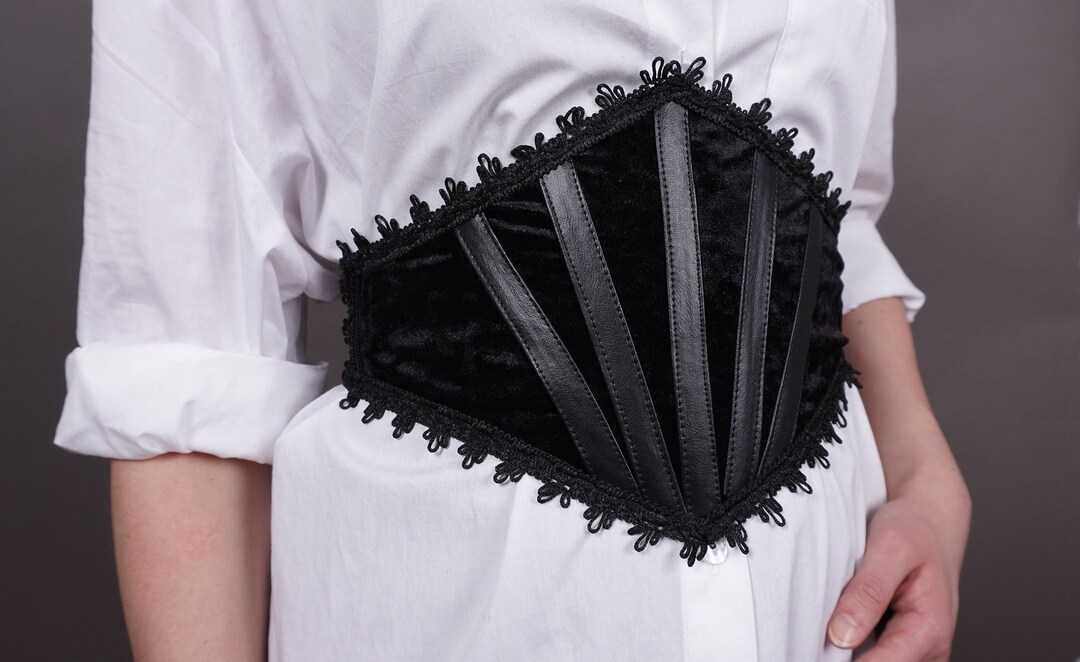 Black Velvet Corset Belt, ELEGANT Corset Binding, Waist Shaped, Women's ...