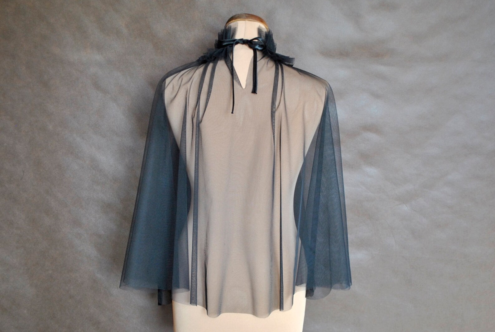 Elegant Tulle Black Cape With Cold Shoulders Romantic Sexy | Etsy