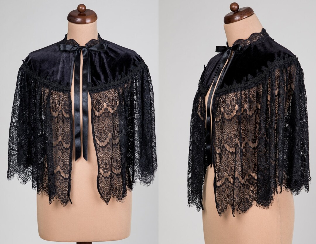 Gothic Victorian Velvet and Lace CAPE, Cloak, Vampire Elegant Burlesque ...