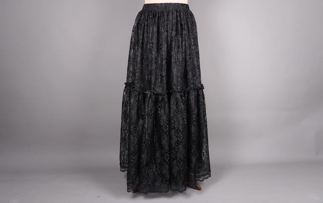Long Lace Skirt Witch GOTHIC VAMPIRE Victorian Style, Black, Halloween ...
