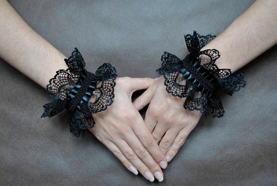 Elegant Lace Cuffs, Prom, Satin Ribbon, Glamorous, Fancy, GOTHIC ...