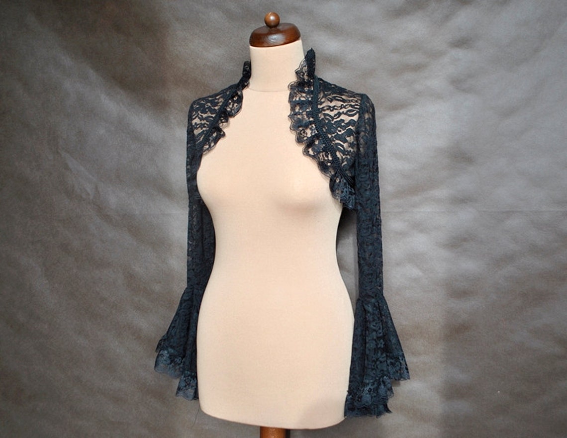 Gothic Victorian Vampire Elegant Burlesque Lolita Blacklace BOLERO Cape ...
