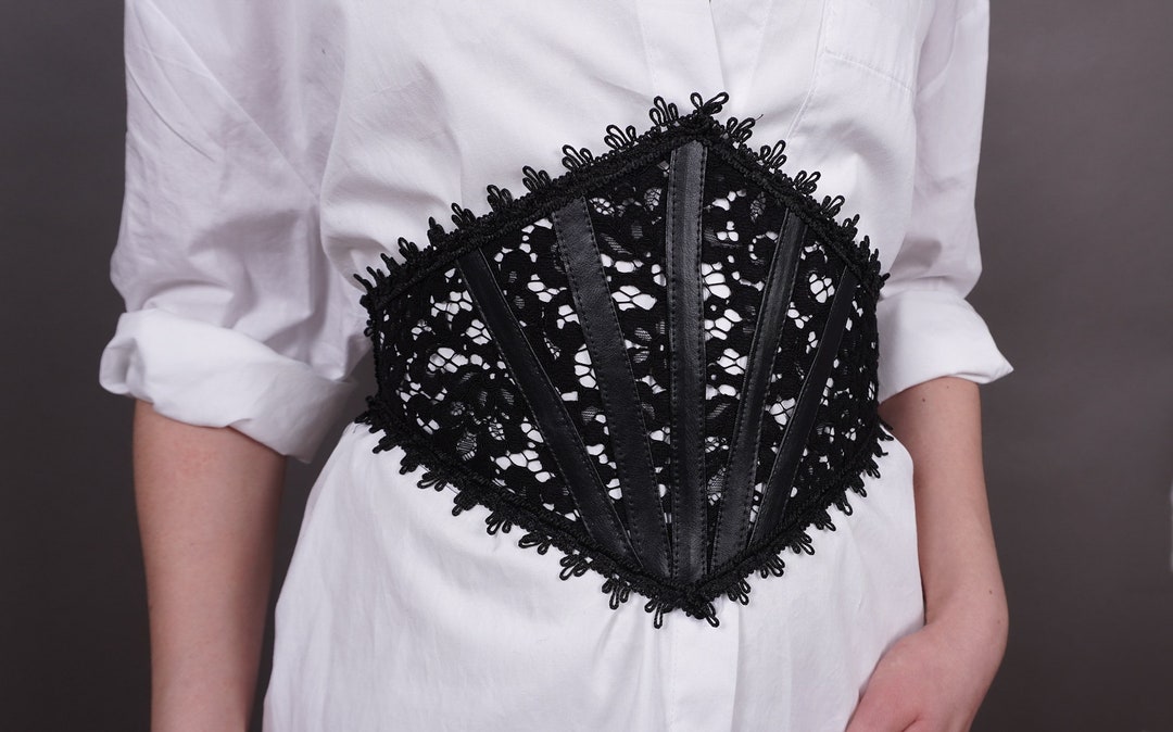 Black Lace Corset Belt, ELEGANT Corset Binding, Waist Shaped, Women's ...