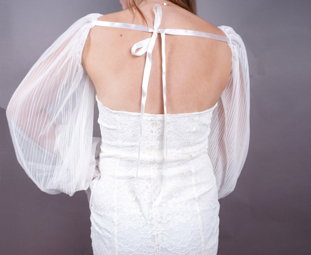 Romantic Tulle Bridal Sleeves: Removable Puffs With Satin Ribbons - Etsy