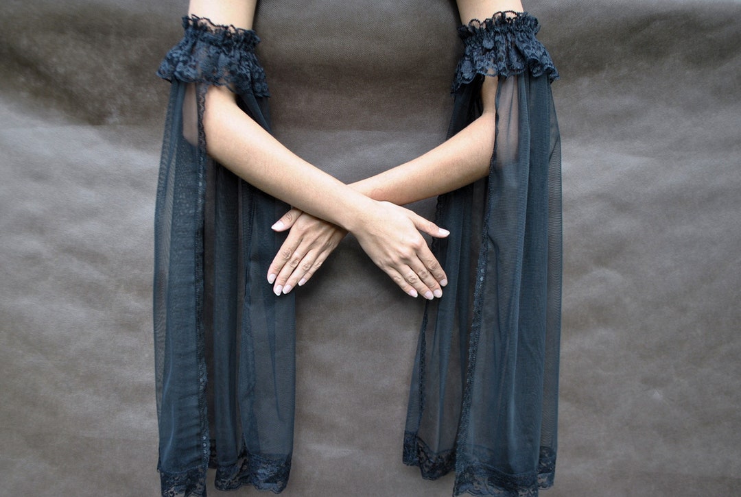 Elegant Armlets, Sleeves, Glamour Tulle Black Armlets, Tulle and Lace ...