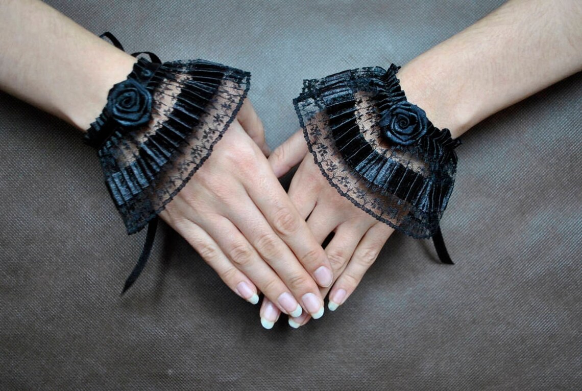 Elegant Romantic Cuffs Prom Satin Rose Glamorous Fancy | Etsy