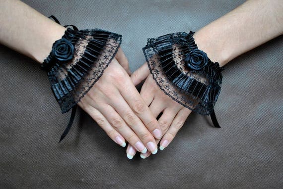 Elegant Romantic Cuffs Prom Satin Rose Glamorous Fancy | Etsy