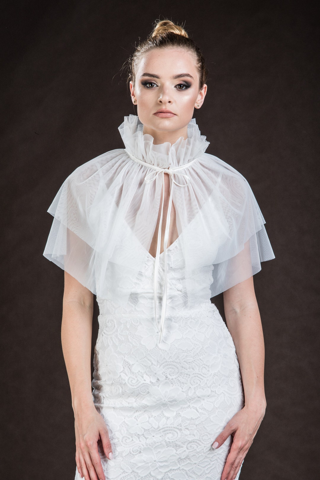 White or Black Tulle CAPE, Mist, Delicate Tulle, Bolero, Wedding, Bride ...