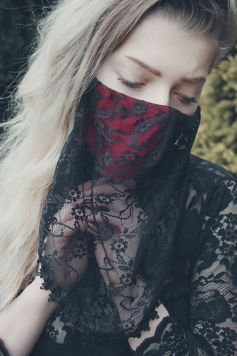 Lace Reusable and washable cotton face mask with shawl wrap | Etsy